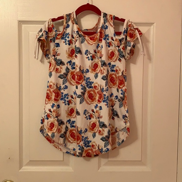 btween | Shirts & Tops | Girls Floral Cold Shoulder Top | Poshmark